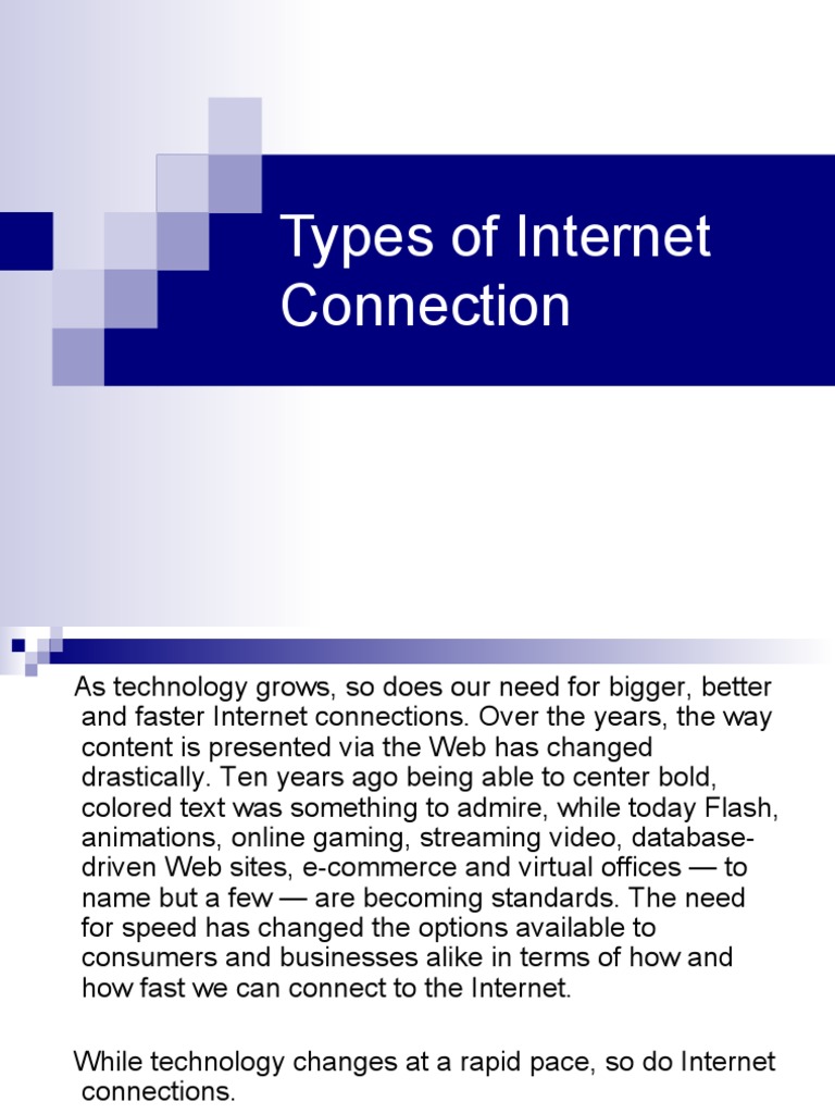 Types of Internet Connection | PDF | Digital Subscriber Line | Internet ...