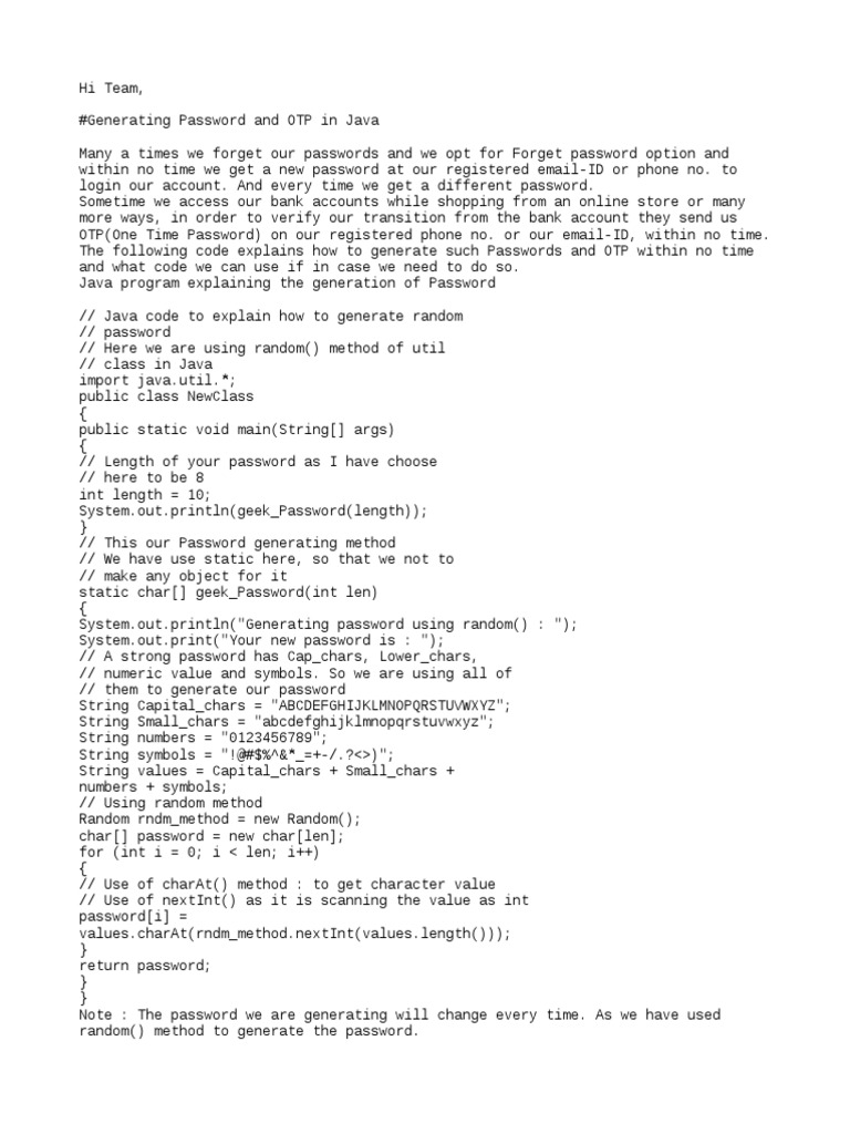 Generating Userid And Password In Java Pdf Password Cyberwarfare
