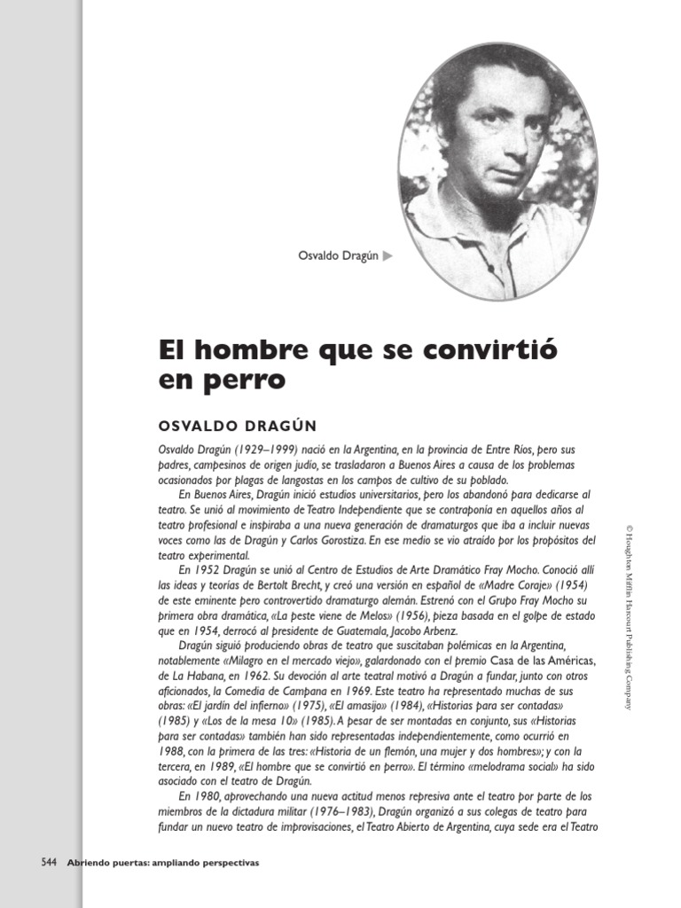 El Hombre Que Se Convirtió en Perro - Osvaldo Dragún | PDF | Teatro ...