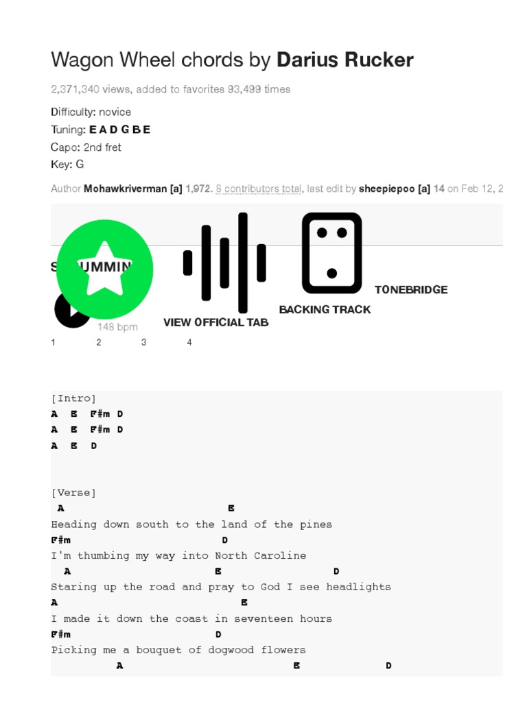 WAGON WHEEL CHORDS by Darius Rucker @ | PDF | Guitar Family Instruments ...