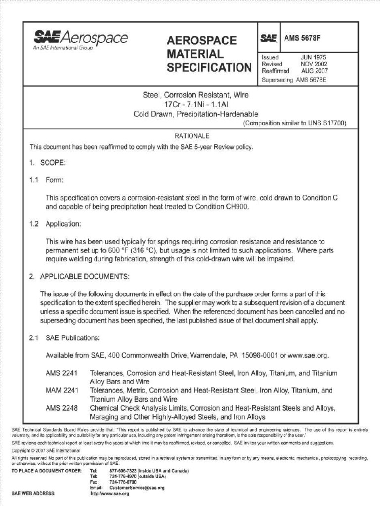 Ams 5678F 2007 | PDF | Steel | Building Engineering