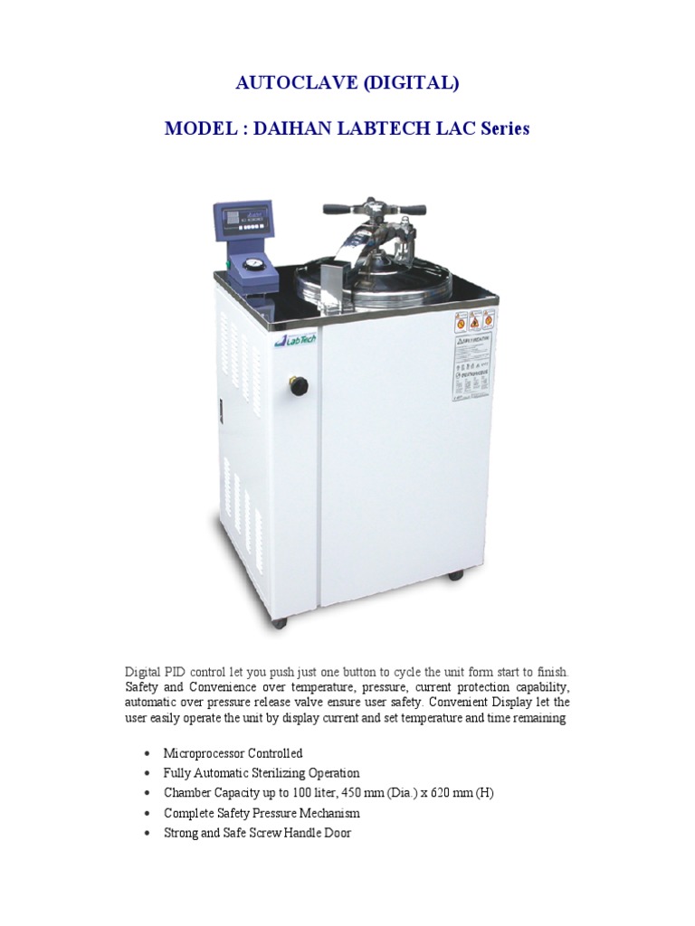 Autoclave Labtech | PDF | Equipment | Mechanical Engineering