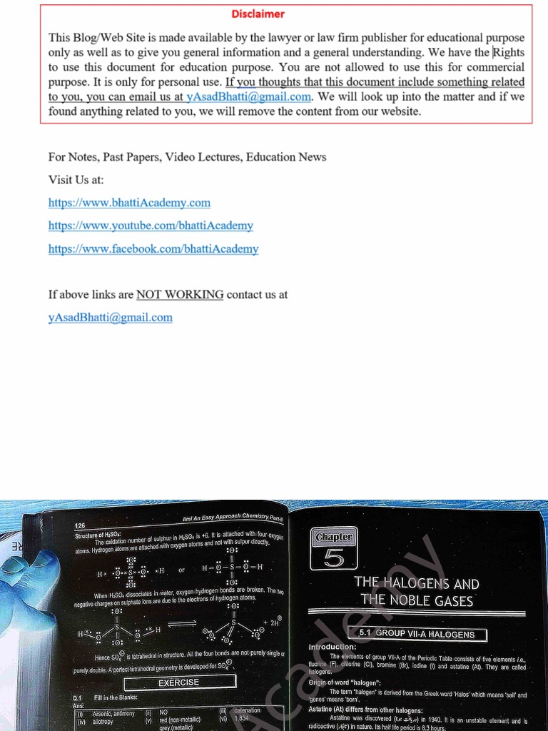Chemistry Class 12 FSC | PDF | Fluorine | Ion