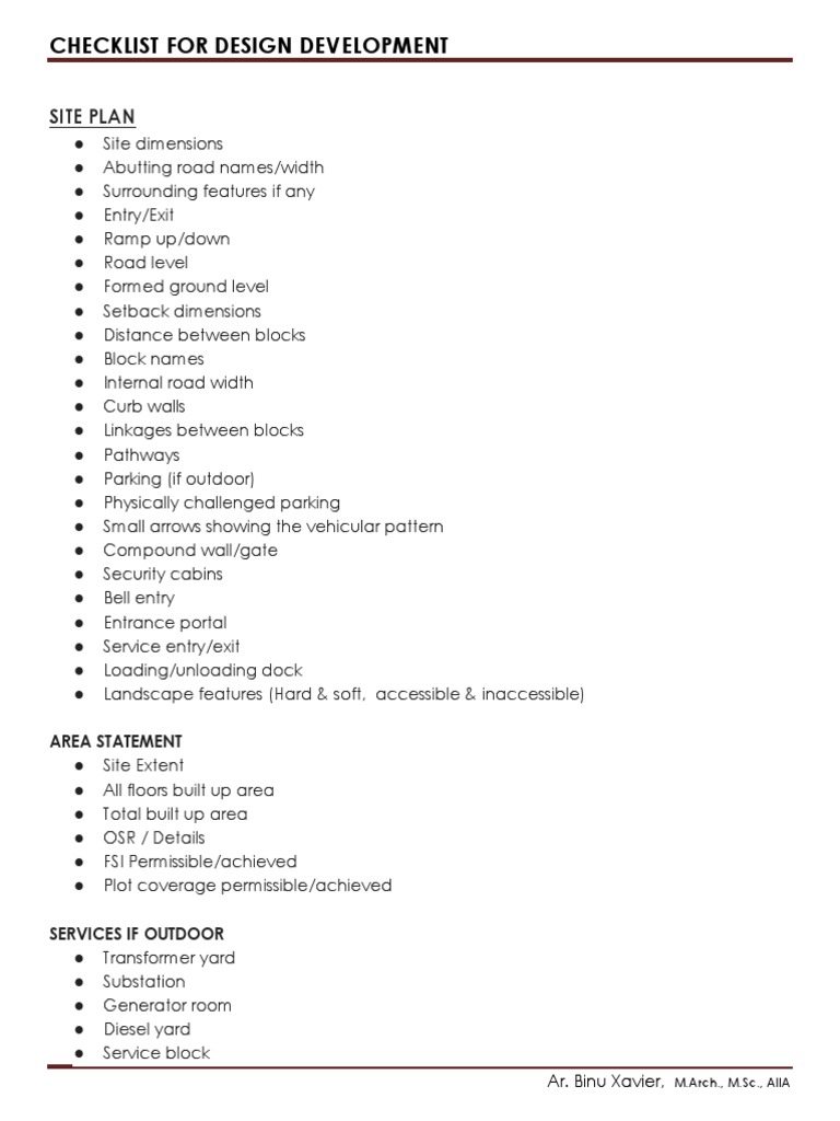 Check List For Design Development | PDF | Wall | Culture Of Queensland