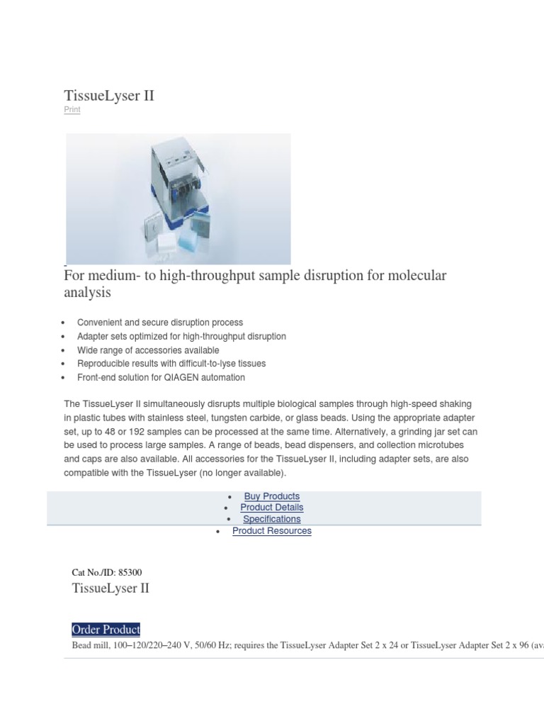 Tissulyser | PDF | Qiagen | Dna Sequencing