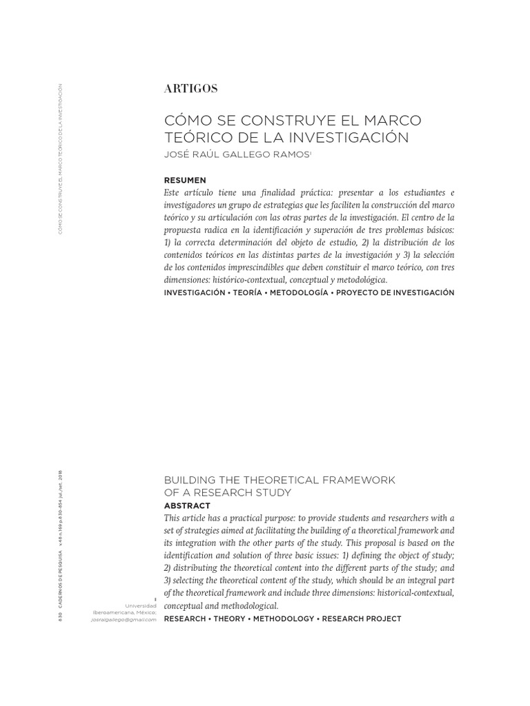 Cómo Se Construye El Marco Teórico de La Investigación | PDF ...