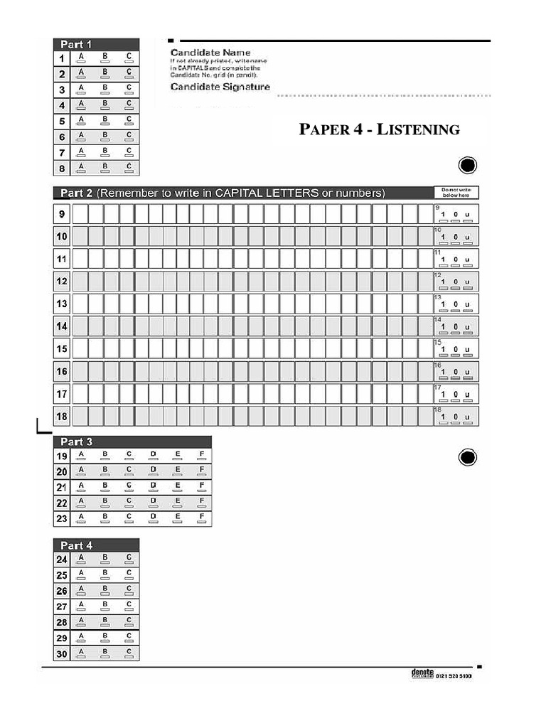 IMPRIMIR ESTE - FCE-Answer-Sheet PDF | PDF | Learning