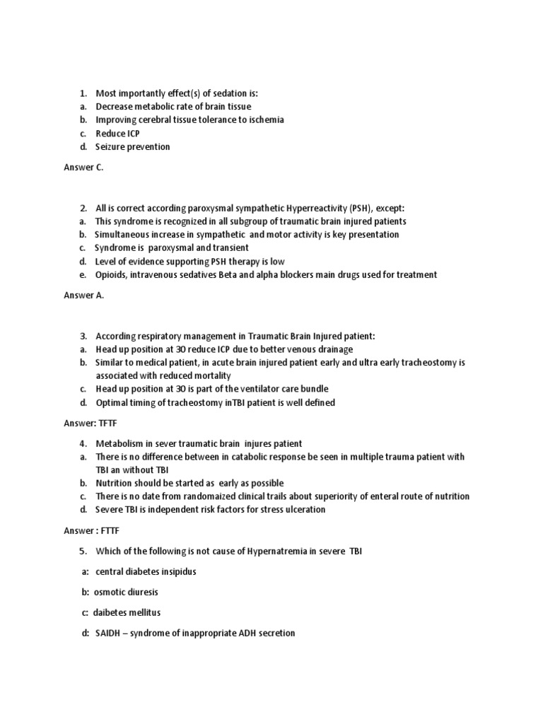 Tbi MCQ | PDF | Traumatic Brain Injury | Meningitis