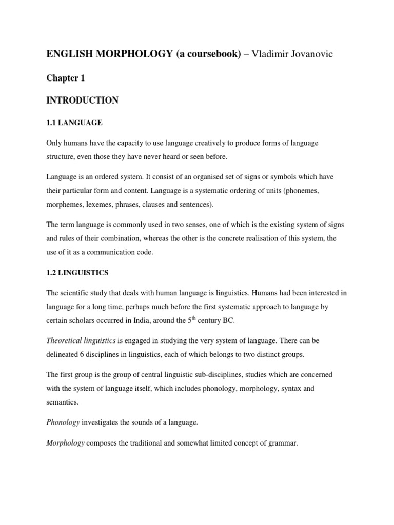 English Morphology | PDF | Morphology (Linguistics) | Part Of Speech