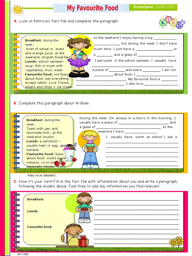 My Favourite Food - For Upper Elementary or Intermediate Students | PDF ...