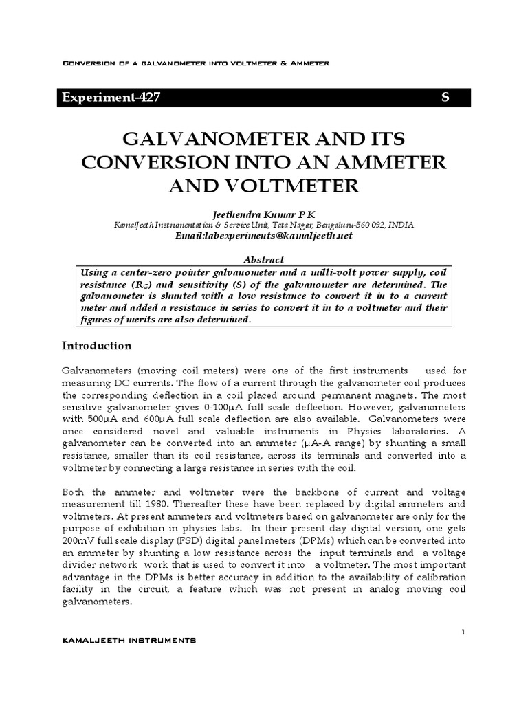 Conversion of Galvanometer | PDF | Electrodynamics | Quantity