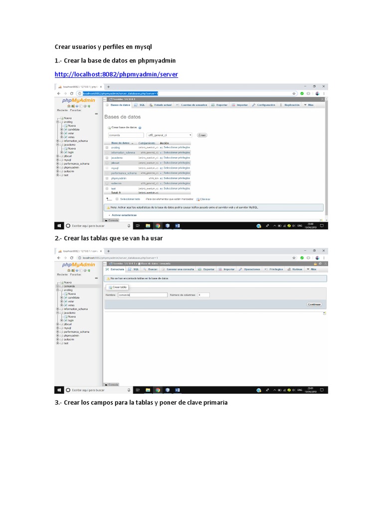 Crear Usuarios y Perfiles en Mysql | PDF | Tecnología