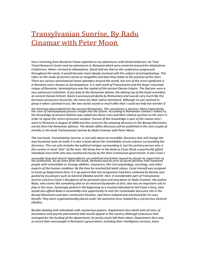 Transylvanian Sunrise - Radu Cinamar PDF | PDF | Romania | Holography