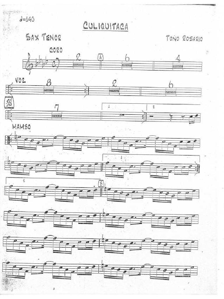 Partitura de saxofón Tenor ciliquitaca | PDF