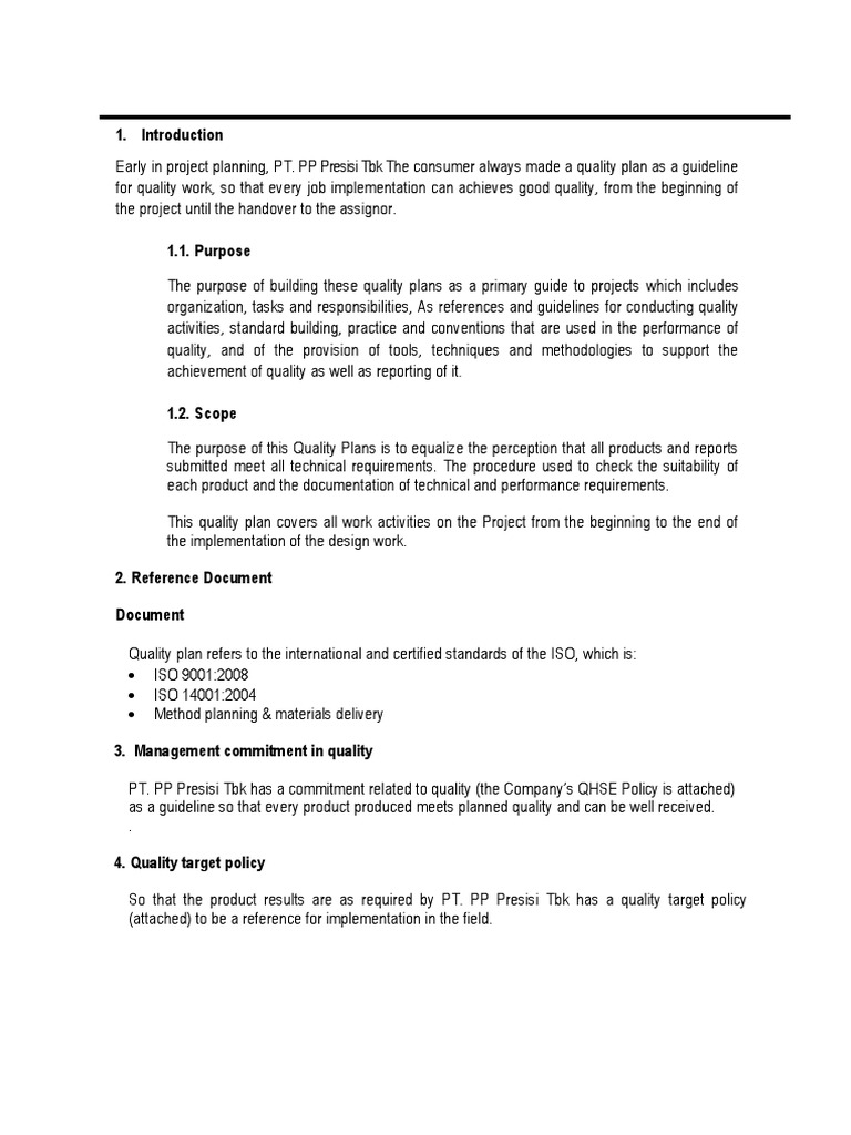 Quality Management Plan for Construction Projects | PDF | Specification ...
