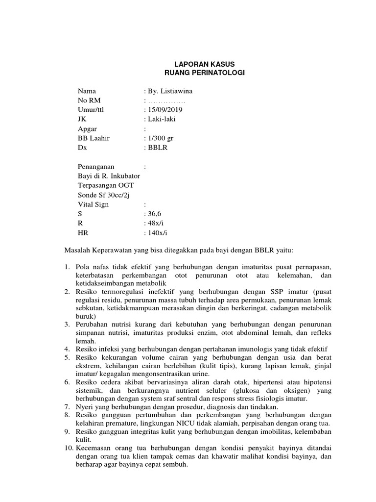 Laporan Kasus BBLR | PDF