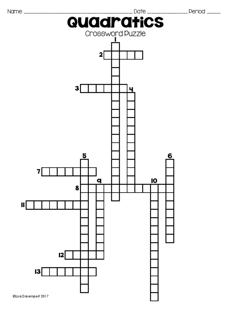 Quadratic Crossword Puzzle | PDF
