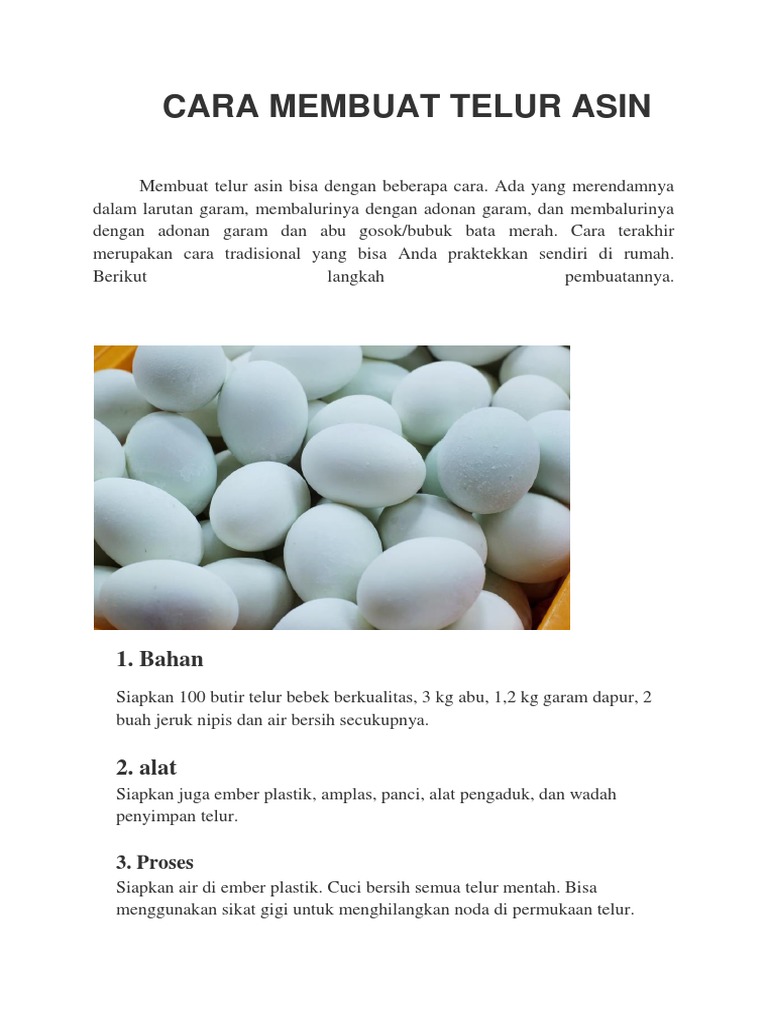 Cara Membuat Telur Asin | PDF