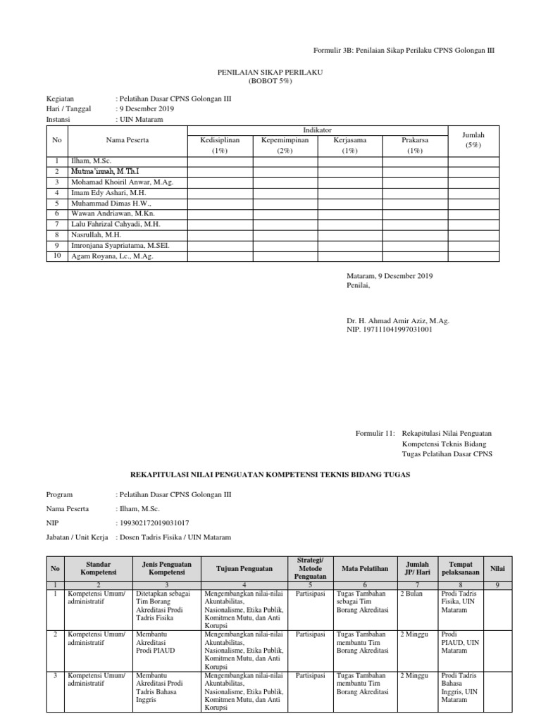 Formulir 3B Dan 11 Ilham | PDF