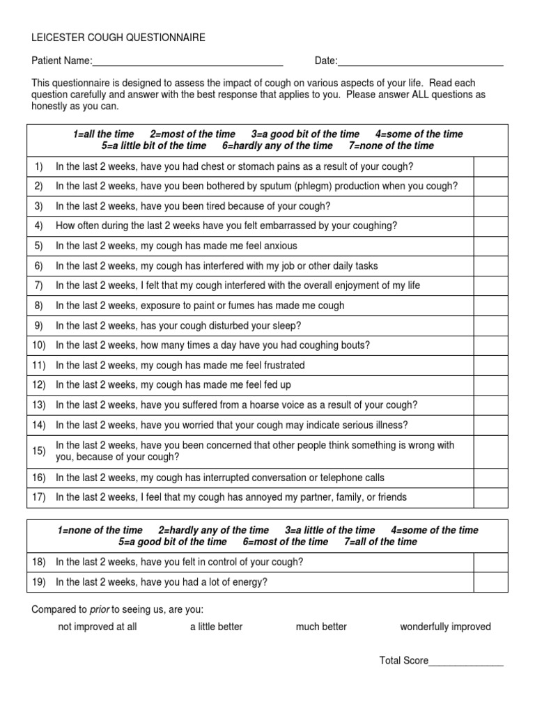 LCQ | PDF | Cough | Psychology