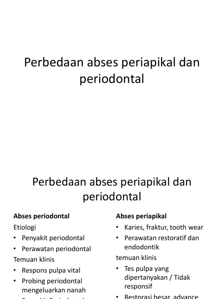 Perbedaan Abses Periapikal Dan Periodontal | PDF
