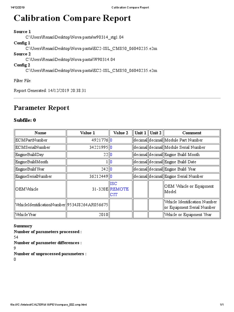 Calibration Compare Report Summary | PDF | Computing | Software