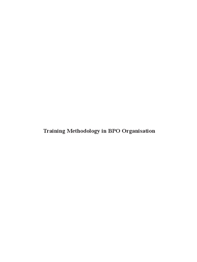 Training Methodology in BPO Organisation PDF | PDF | Outsourcing ...
