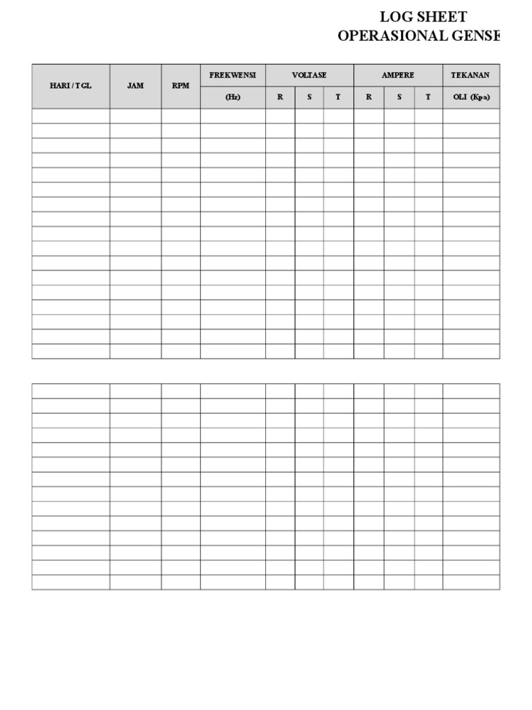 Logsheet Genset | PDF