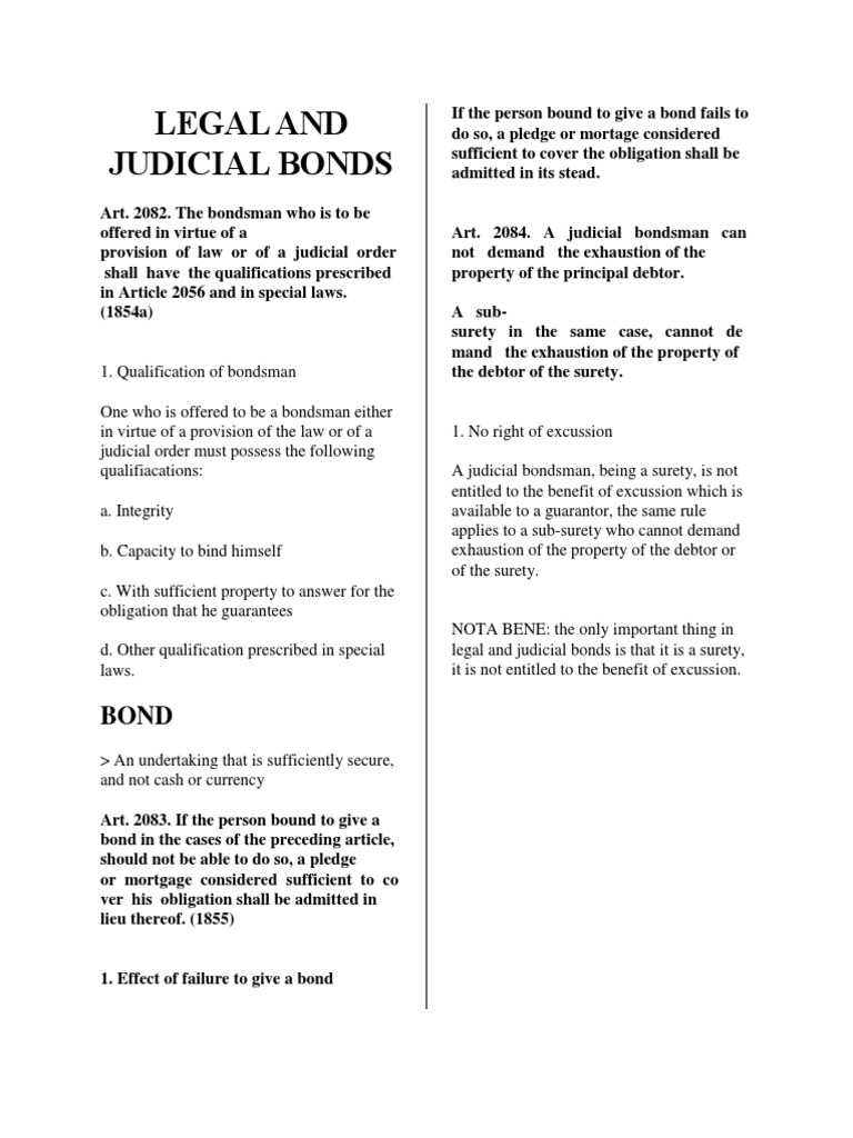 Legal Bonds: Key Qualifications | PDF