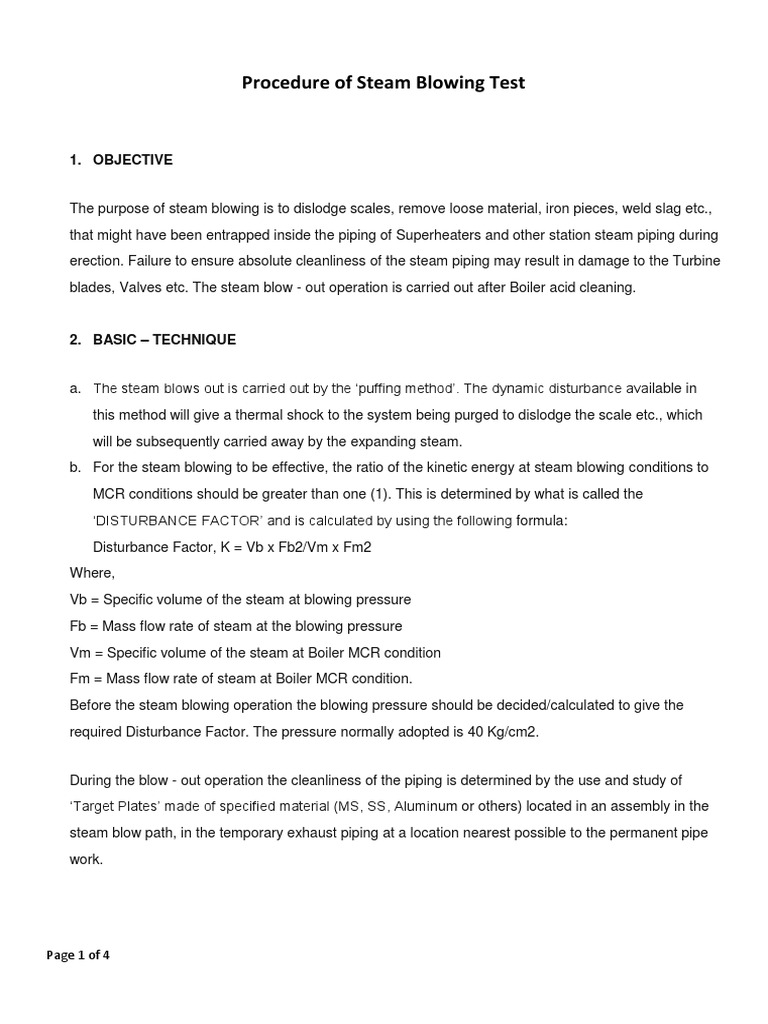 Steam Blowing Procedure Overview | PDF | Steam | Boiler