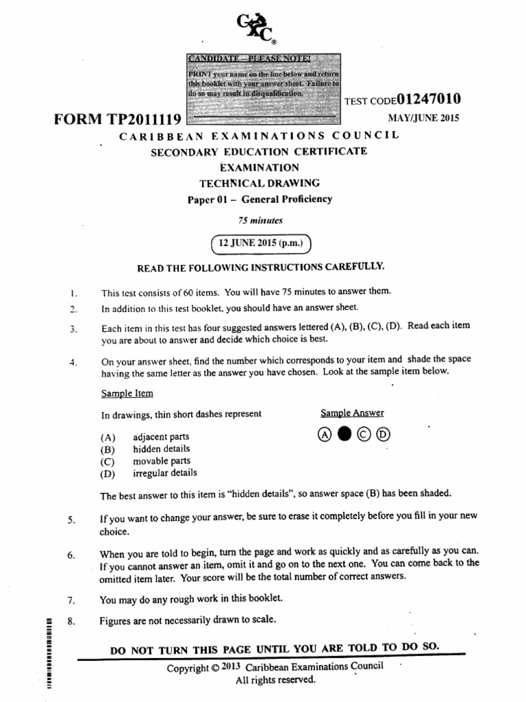 CSEC Technical Drawing June 2015 P1 | PDF | Circle | Ellipse