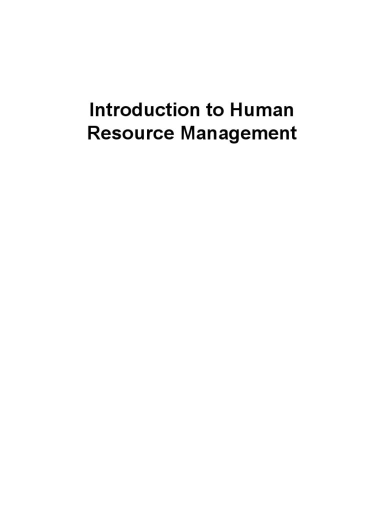 Introduction To Human Resource Management | PDF | Human Resource ...