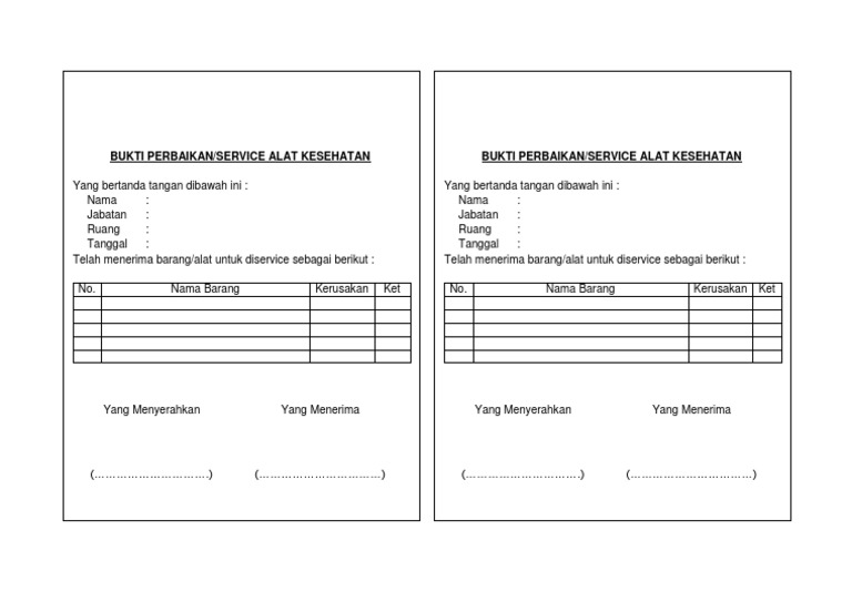 Form Bukti Perbaikan | PDF