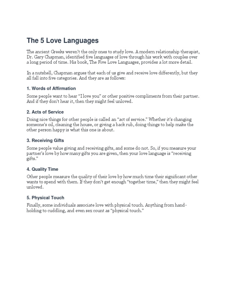 Love Languages | PDF