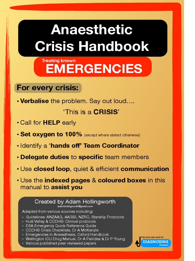 Anaesthetic Crisis Handbook PDF | PDF | Cardiopulmonary Resuscitation ...