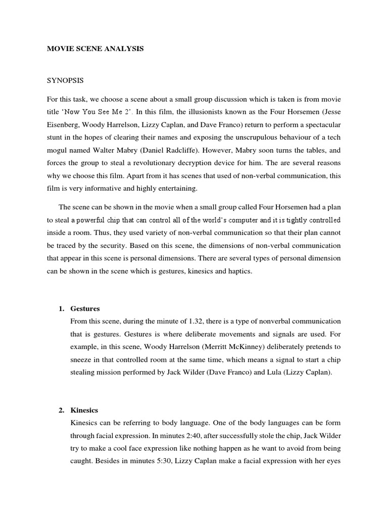 Movie Scene Analysis | PDF | Nonverbal Communication | Communication