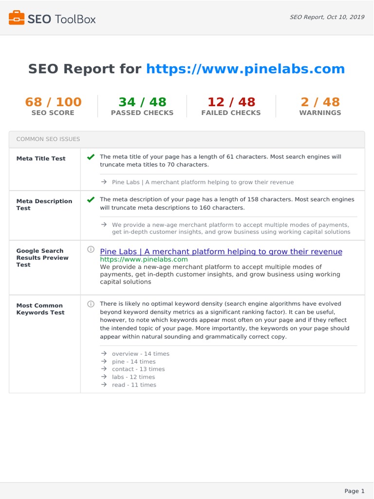 SEO Report PDF | PDF | Search Engine Optimization | Web Page