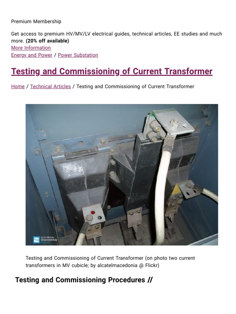 Testing And Commissioning Of Current Transformer Pdf Pdf