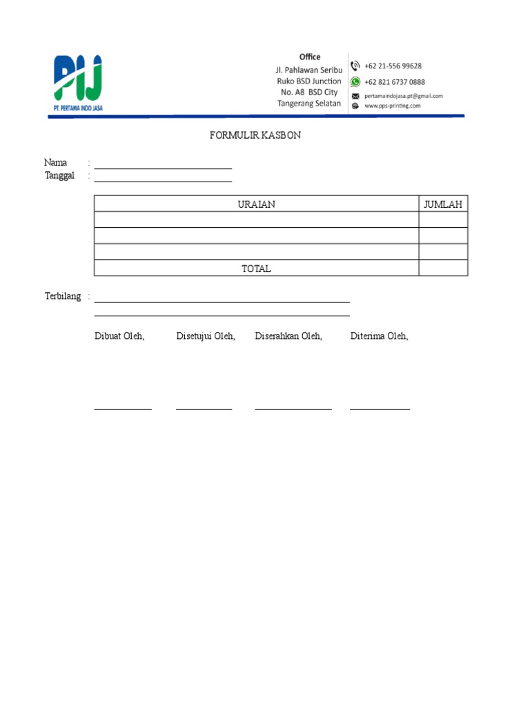 Formulir Kasbon Perusahaan | PDF