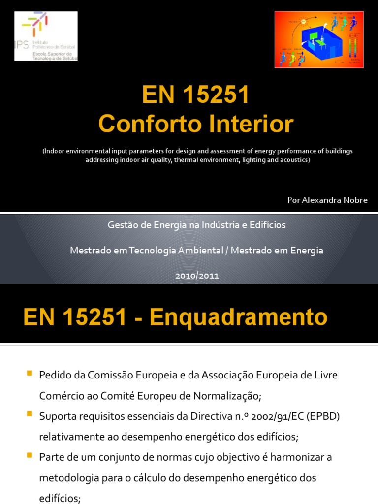 Parâmetros de Conforto Interior EN 15251 | PDF | Temperatura | Ambiente ...