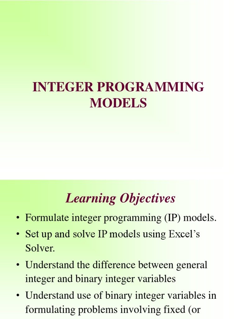 Ms Integer Programming Pdf Mathematical Optimization Linear Programming