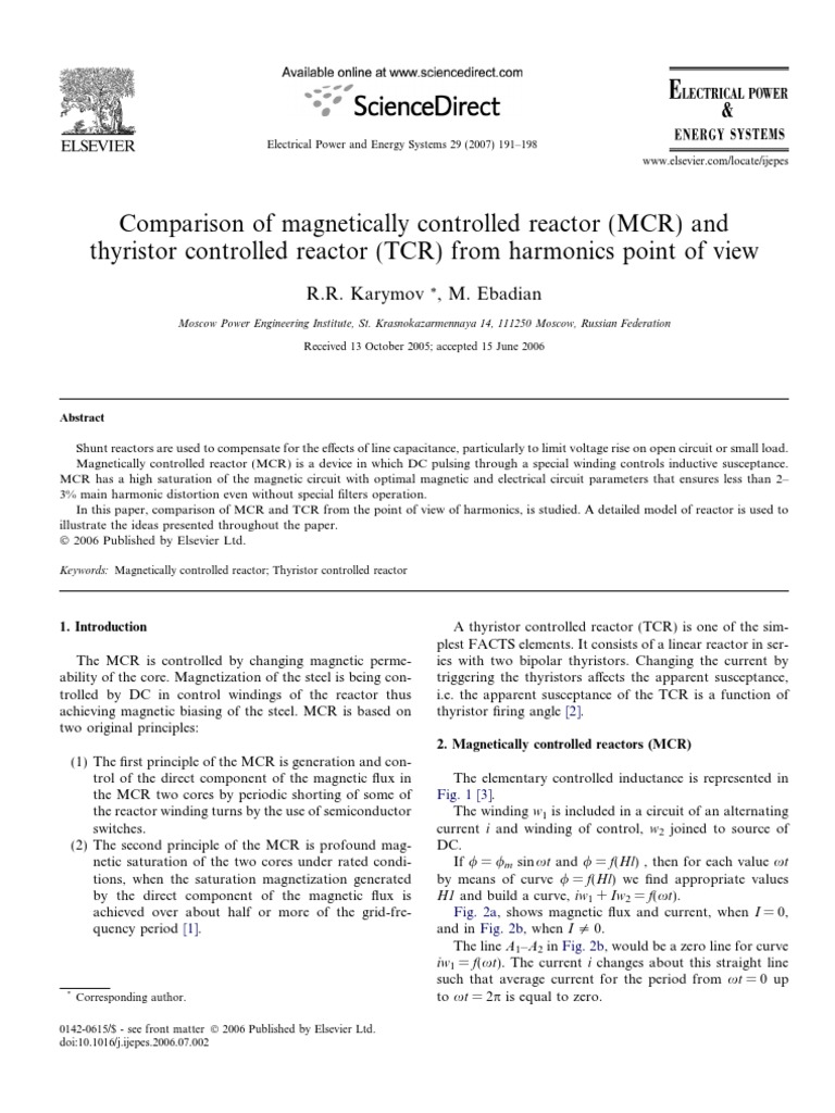 Comparison of MCR and SCR Controlled Reactors PDF | PDF | Electric ...