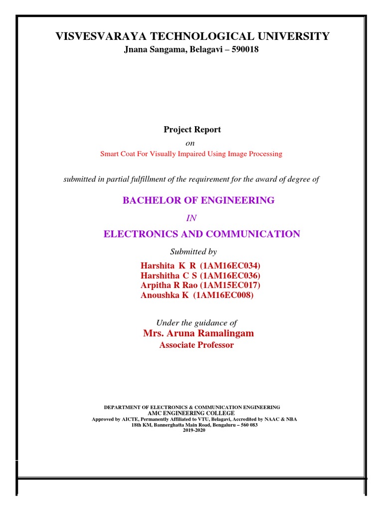 Smart Coat Report | PDF | Biomedical Engineering | Visual Impairment