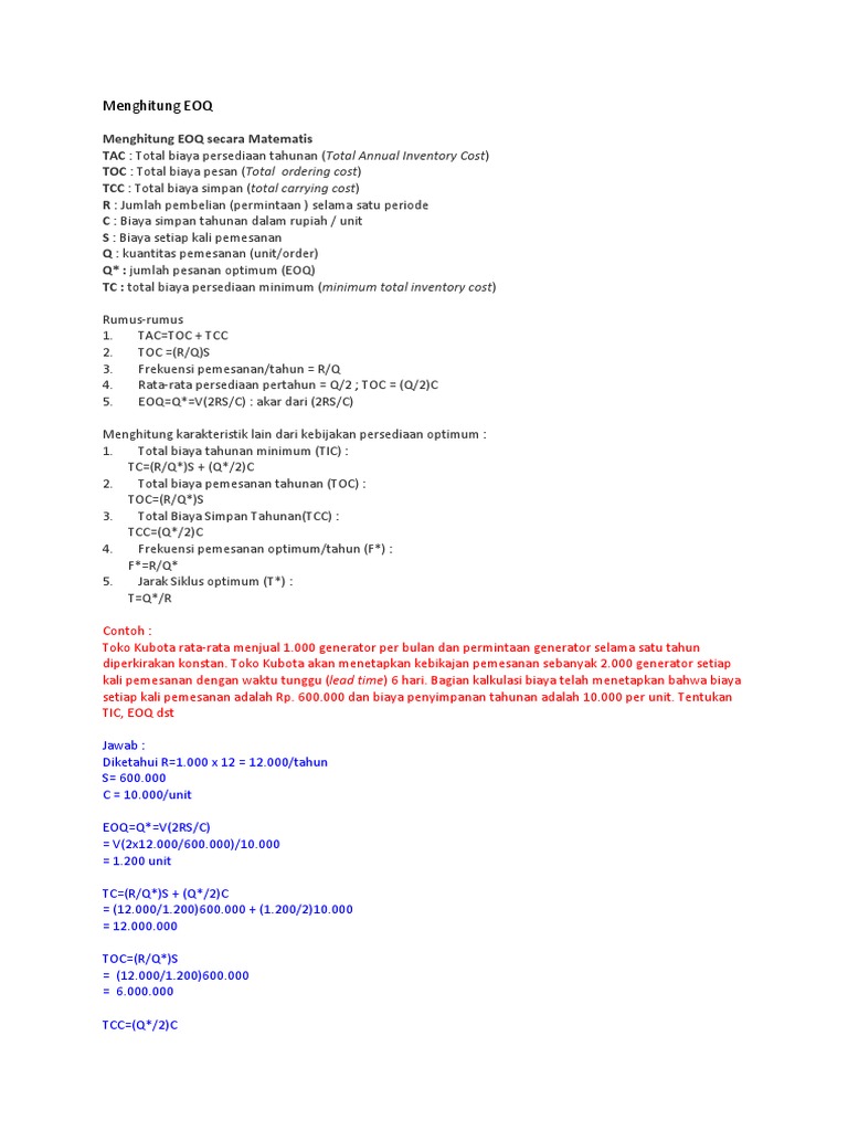 Menghitung EOQ | PDF