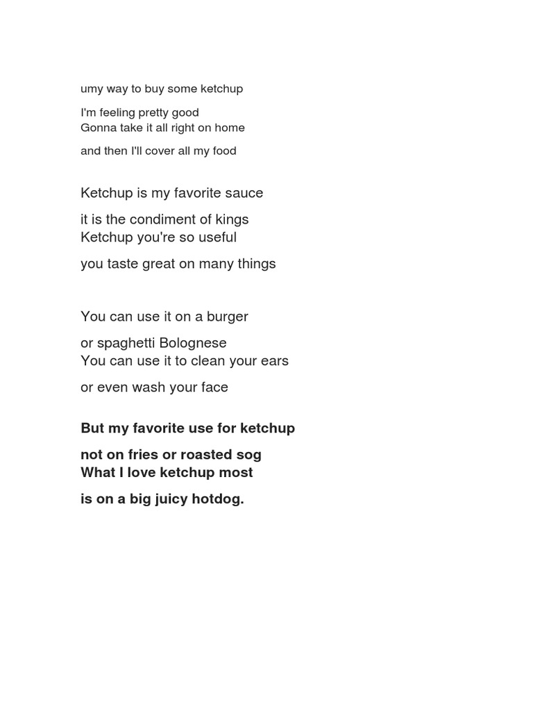 Ketchup Rap Lyrics | PDF