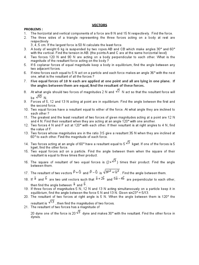 VECTORS | PDF | Norm (Mathematics) | Force