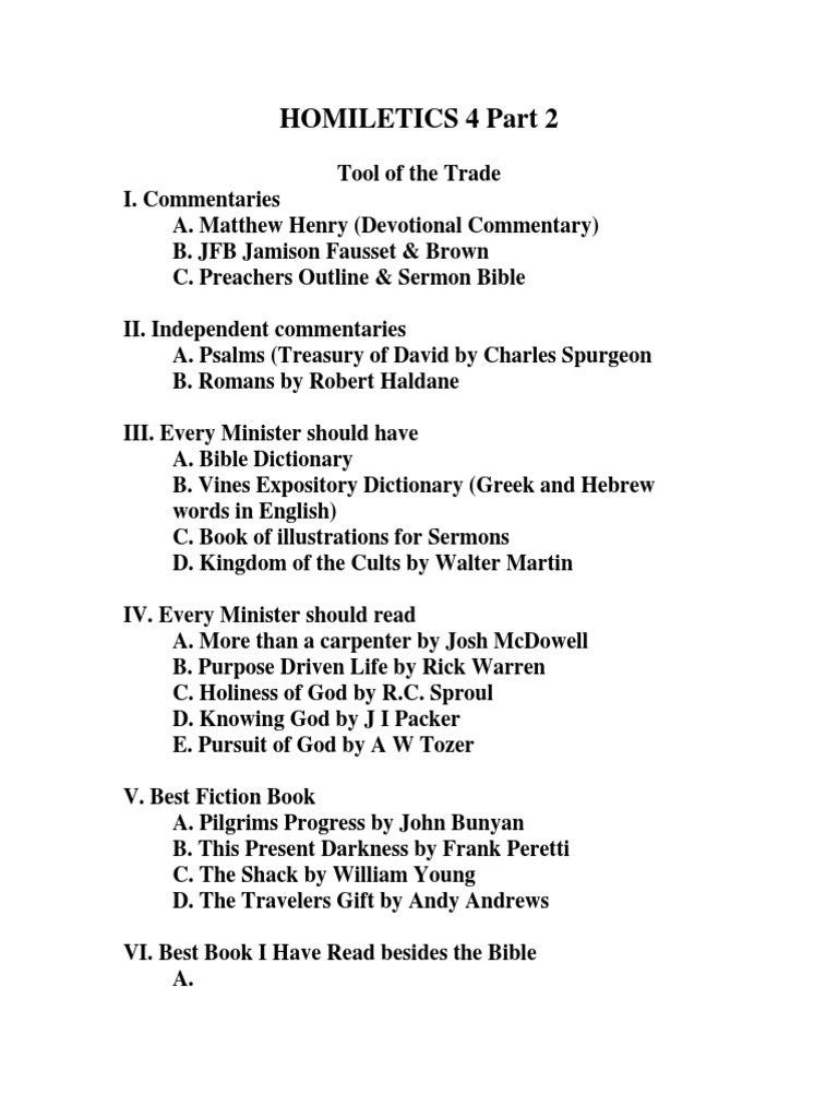HOMILETICS 4 Part 2 - Tools of The Trade | PDF