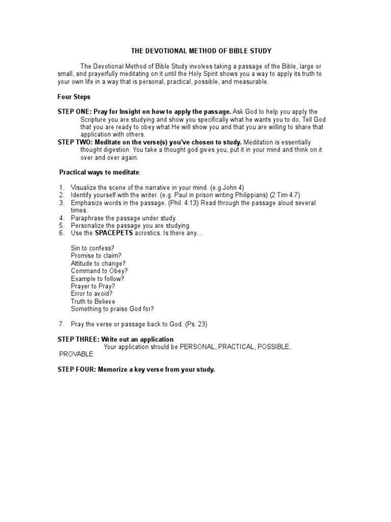 The Devotional Method of Bible Study | PDF