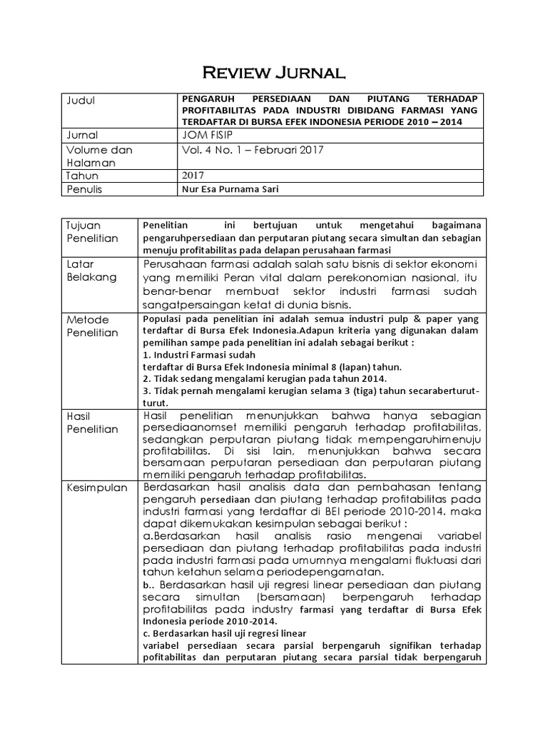 Contoh Review Jurnal | PDF | Bisnis