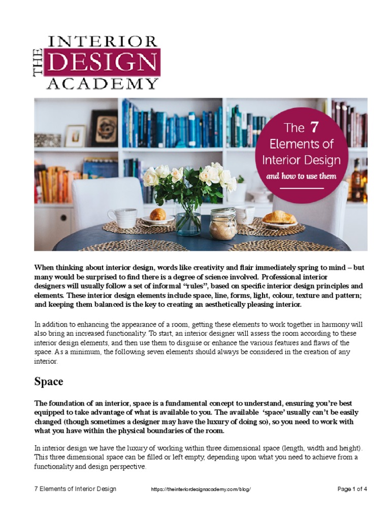 Seven Elements of Interior Design | PDF | Shape | Lighting